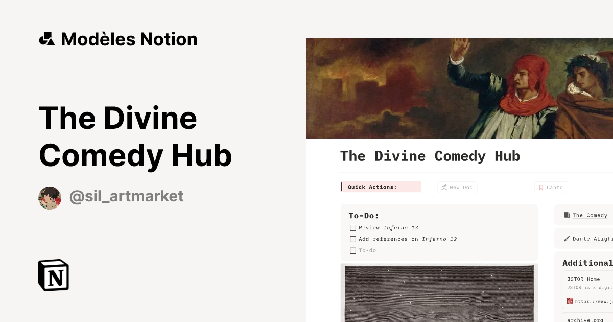 Modèle The Divine Comedy Hub | Marketplace Notion