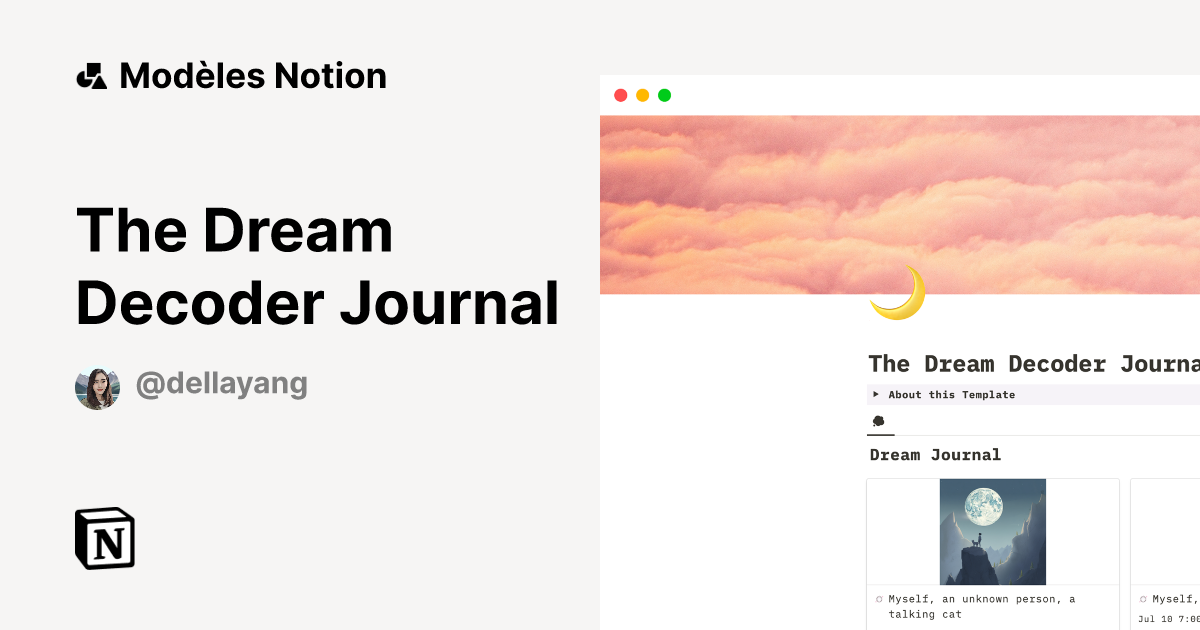 Modèle The Dream Decoder Journal | Marketplace Notion