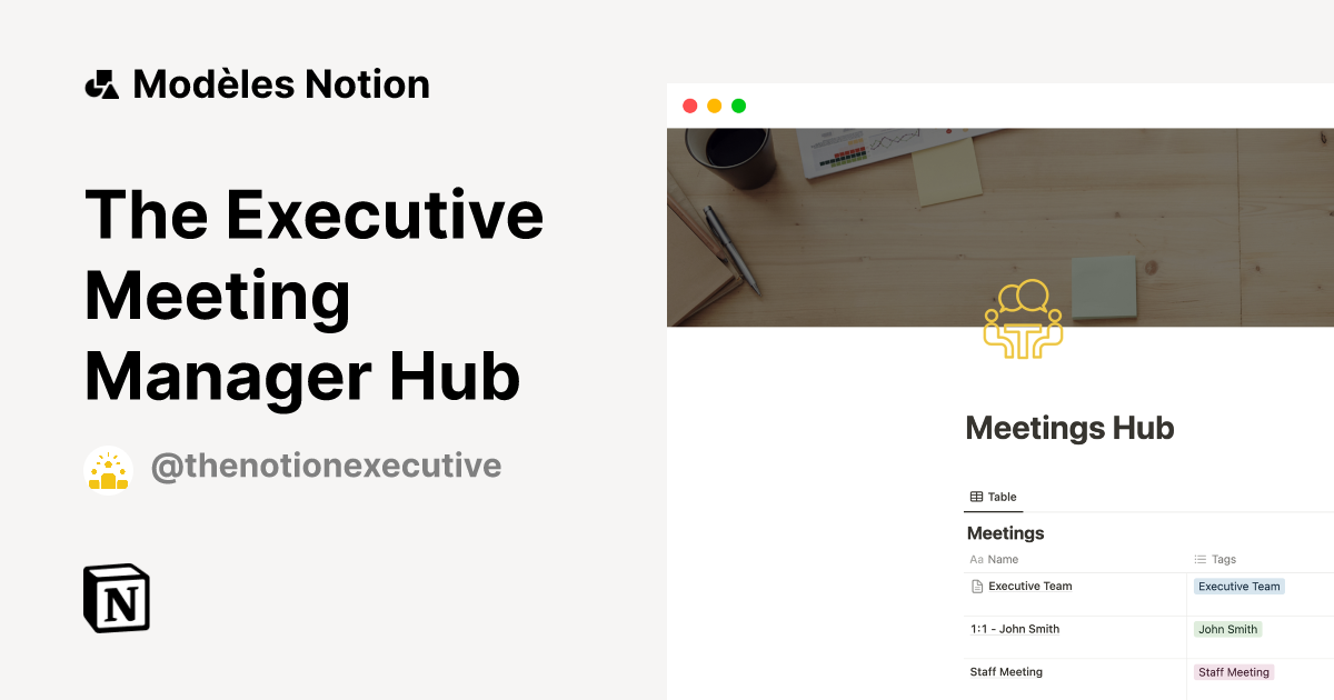 The Executive Meeting Manager Hub | Modèle créé par The Notion ...