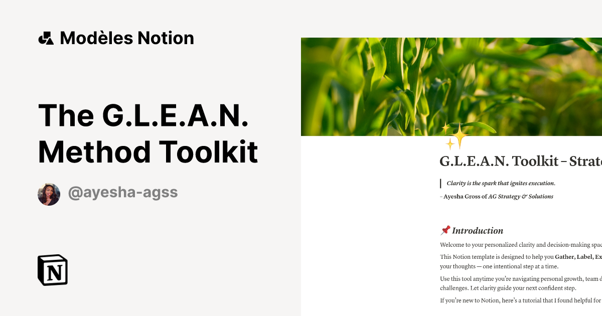 Modèle The G.L.E.A.N. Method Toolkit | Marketplace Notion