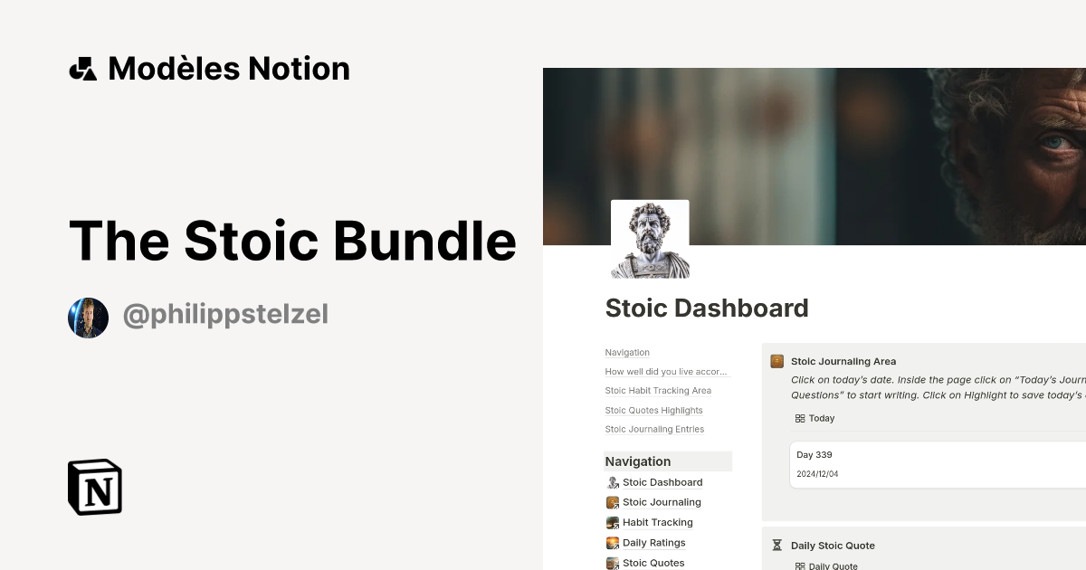 Modèle The Stoic Bundle | Marketplace Notion