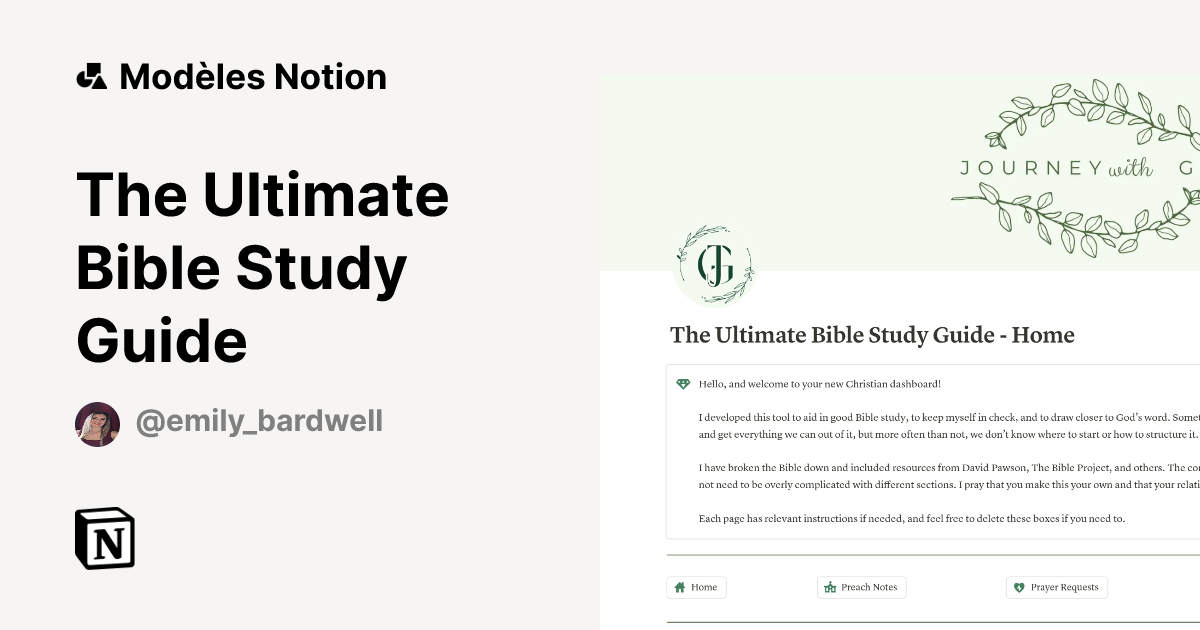 Modèle The Ultimate Bible Study Guide | Marketplace Notion