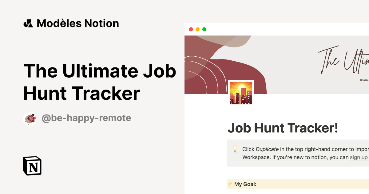 Modèle The Ultimate Job Hunt Tracker | Marketplace Notion