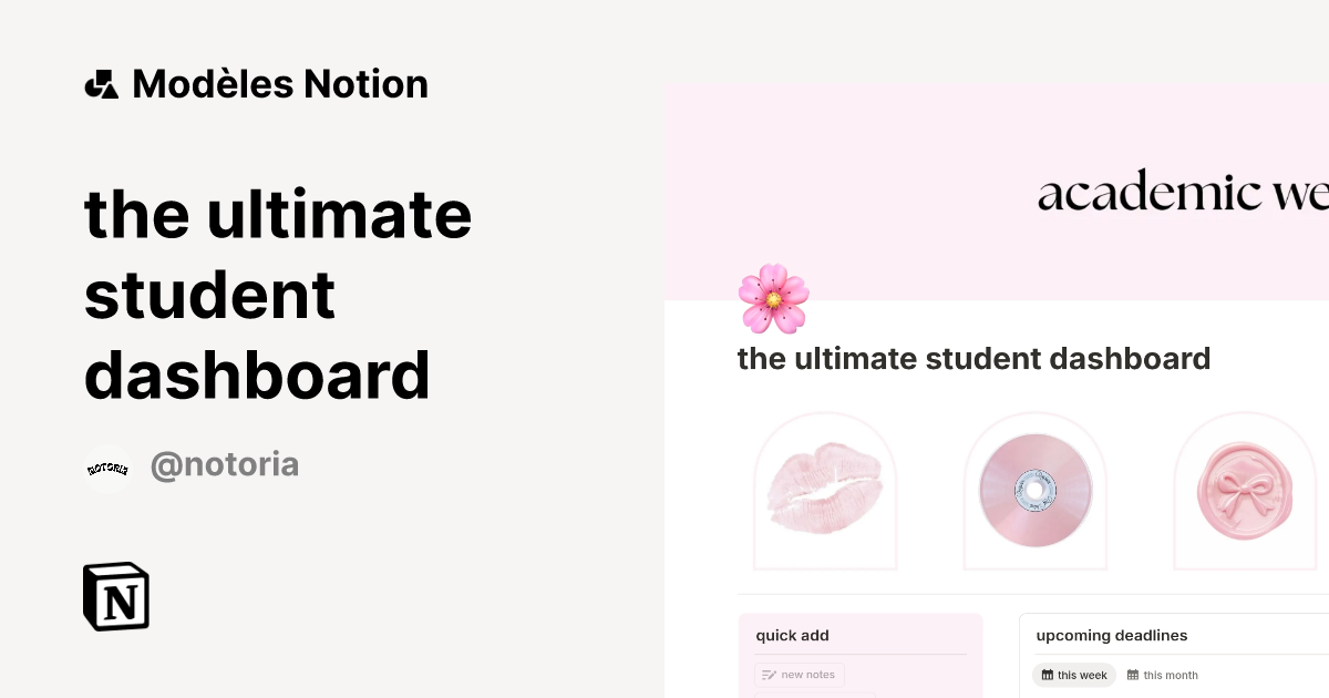 Modèle the ultimate student dashboard | Marketplace Notion