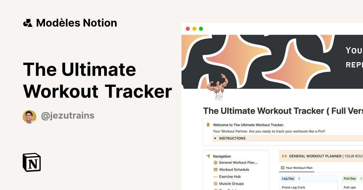 Modèle The Ultimate Workout Tracker | Marketplace Notion