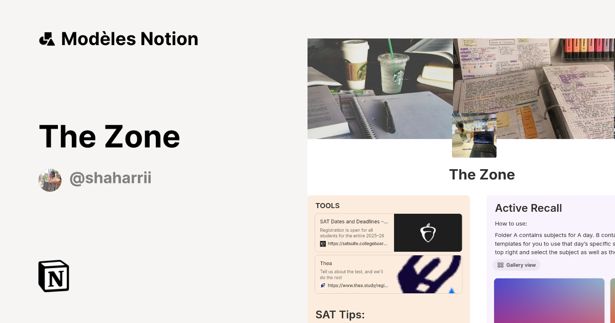 The Zone | Modèle créé par Shaharrii | Marketplace Notion