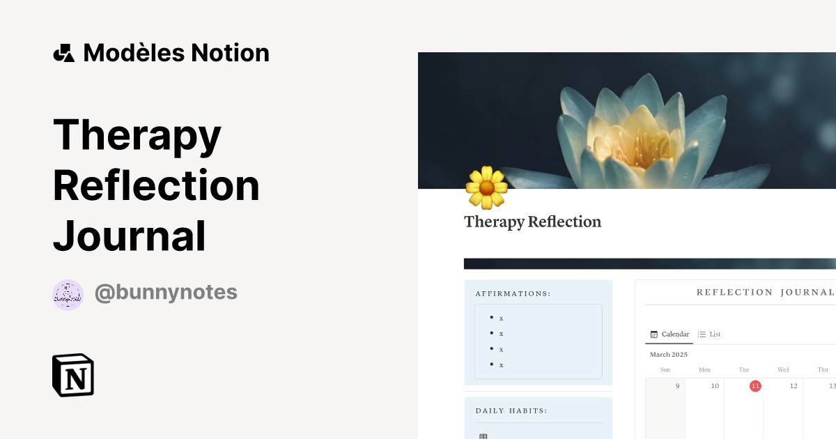 Modèle Therapy Reflection Journal | Marketplace Notion