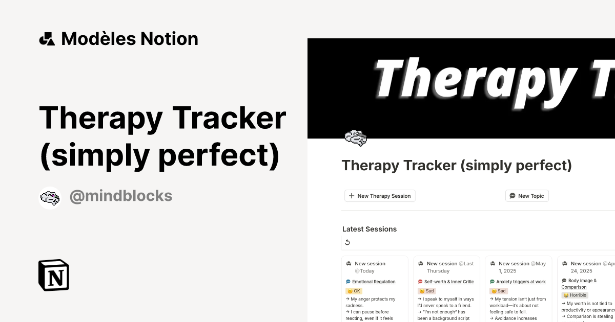 Modèle Therapy Tracker (simply perfect) | Marketplace Notion