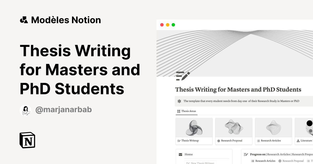 Modèle Thesis Writing for Masters and PhD Students | Marketplace Notion