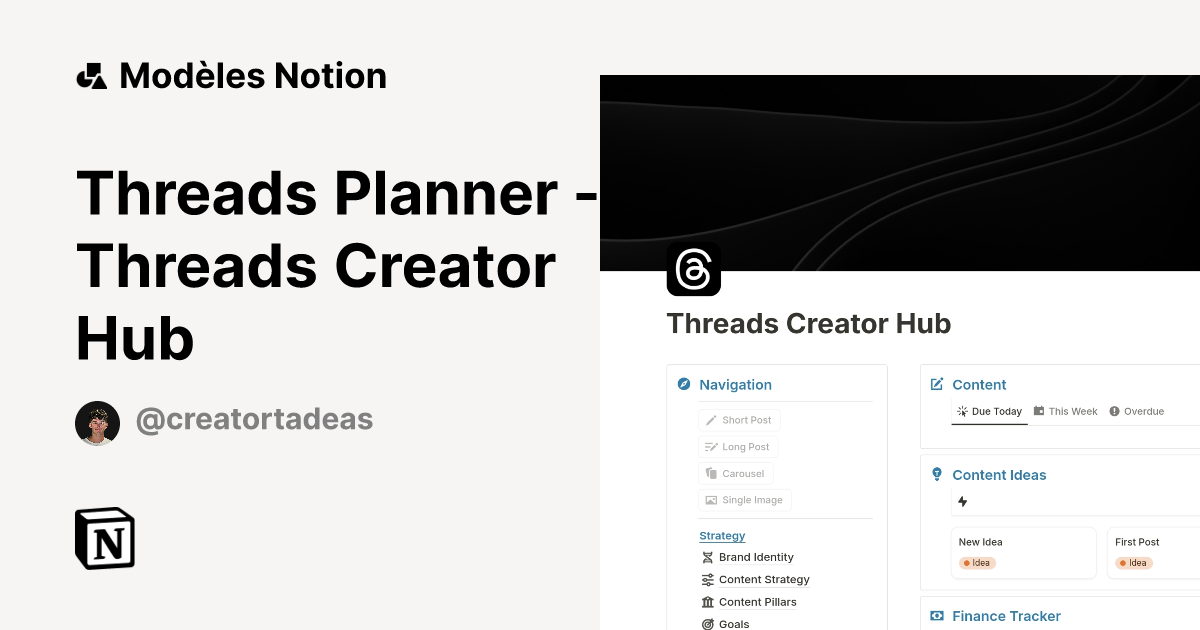 Threads Planner - Threads Creator Hub | Modèle créé par Tadeas ...