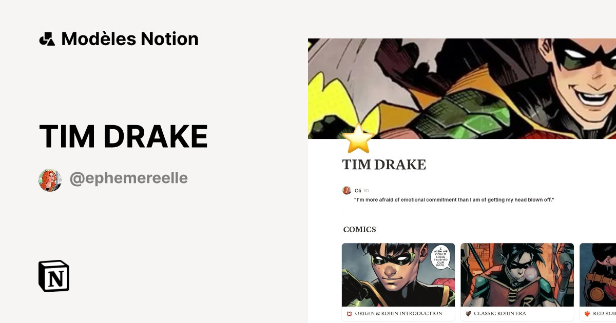 TIM DRAKE | Modèle créé par Oli | Marketplace Notion