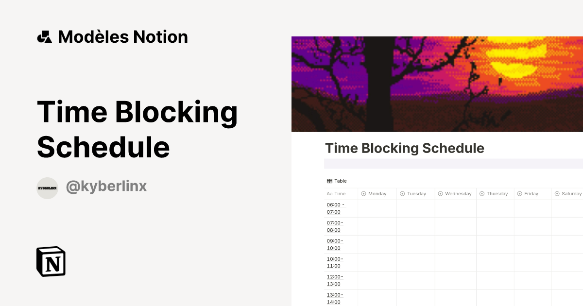 Modèle Time Blocking Schedule | Marketplace Notion
