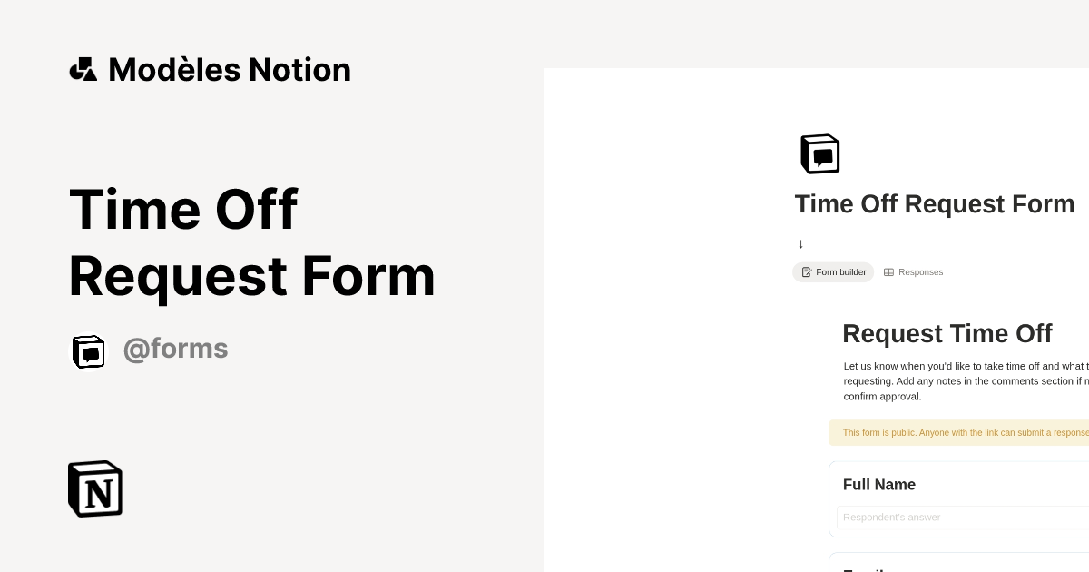 Time Off Request Form | Modèle créé par Forms | Marketplace Notion