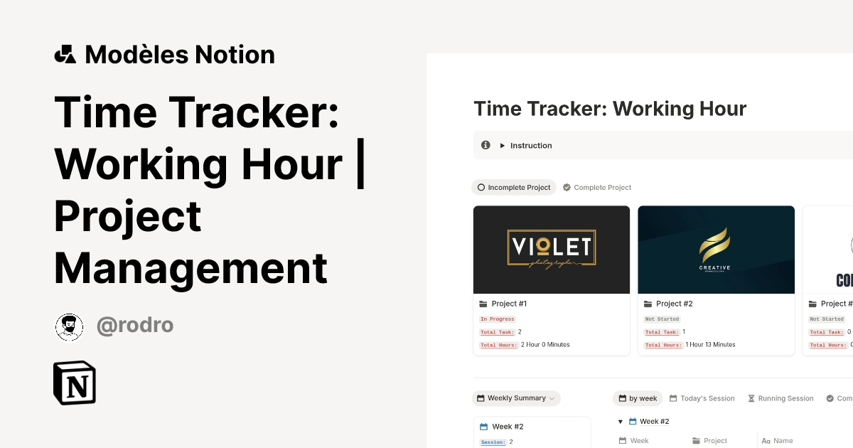 Time Tracker: Working Hour | Project Management | Modèle créé par Rodro ...