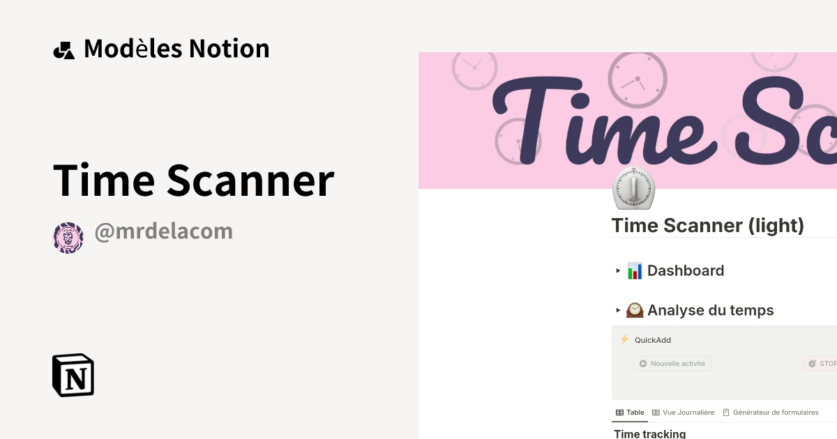 Modèle Time Scanner | Marketplace Notion