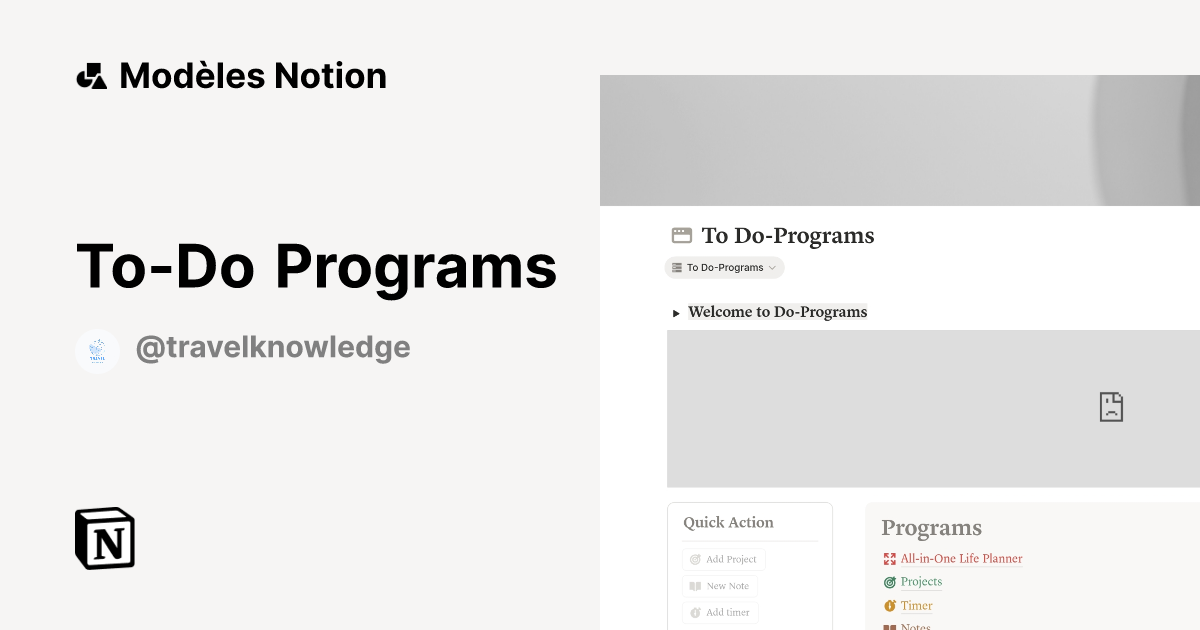 Modèle To-Do Programs | Marketplace Notion