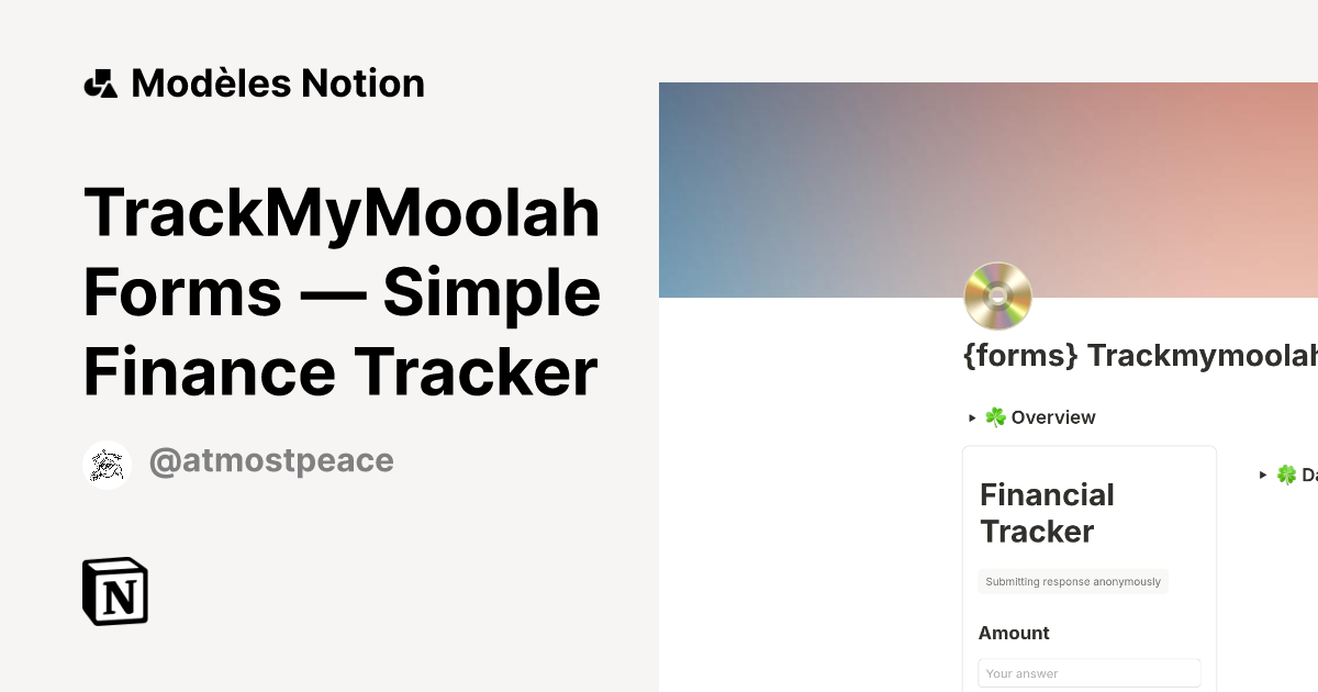 TrackMyMoolah Forms — Simple Finance Tracker | Modèle créé par Jesslyn ...