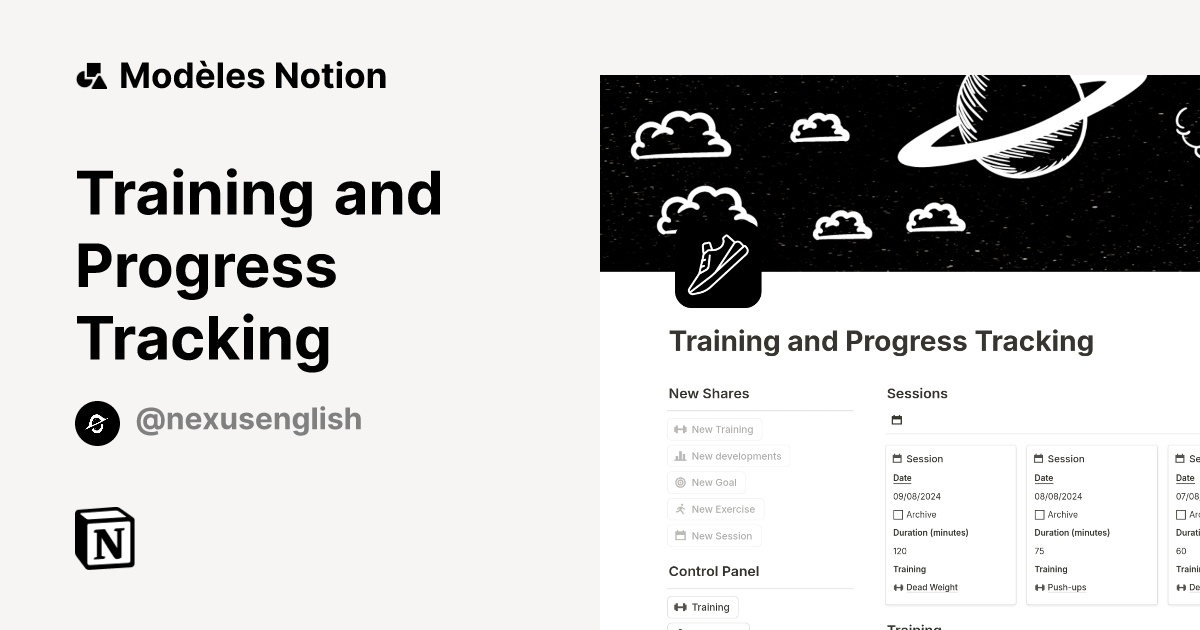 Training and Progress Tracking | Modèle créé par Nexus | Marketplace Notion