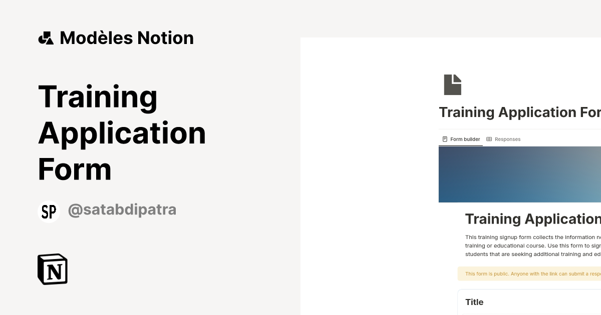 Training Application Form | Modèle créé par Satabdi Patra | Marketplace ...