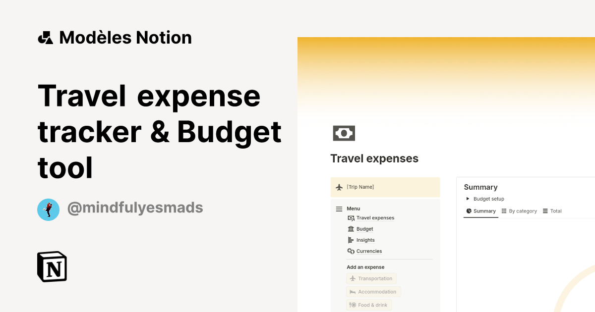 Travel expense tracker & Budget tool | Modèle créé par Mindful Yesmads ...