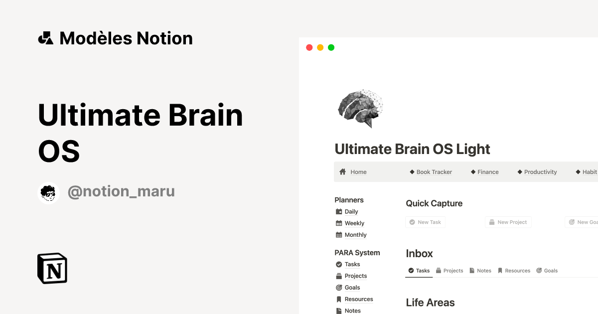 Modèle Ultimate Brain OS | Marketplace Notion