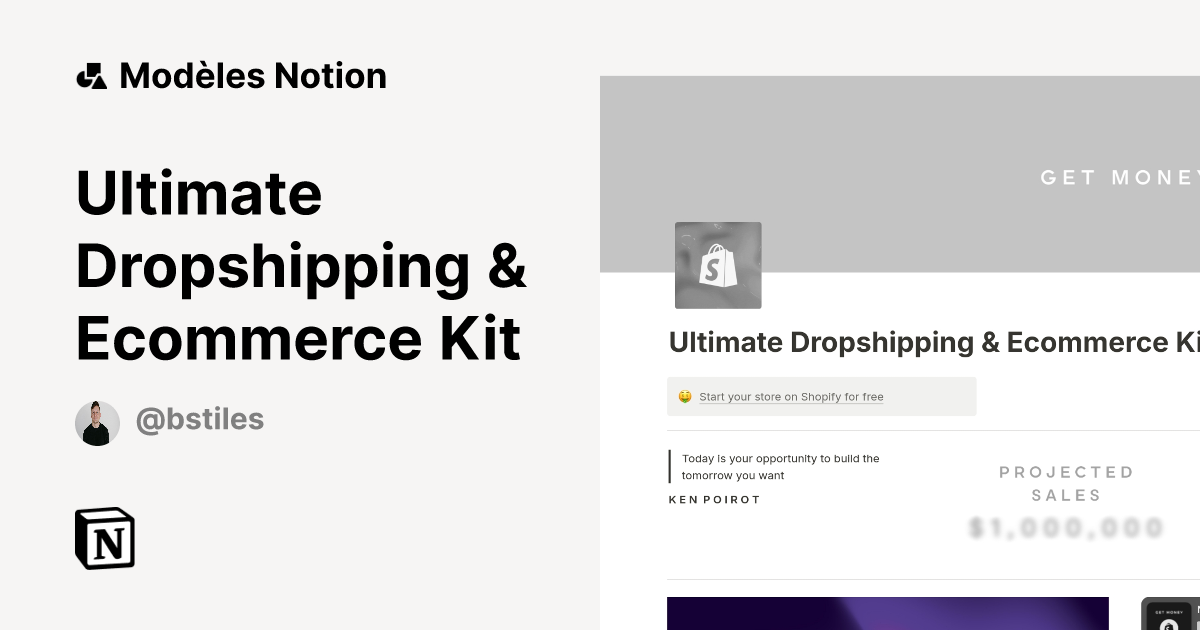 Ultimate Dropshipping & Ecommerce Kit | Modèle créé par bstiles | Marketplace Notion