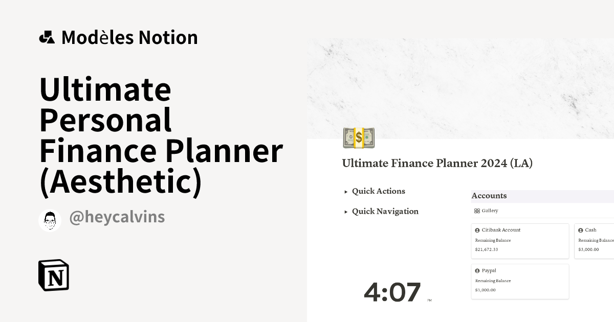 Ultimate Personal Finance Planner (Aesthetic) | Modèle créé par Calvin ...