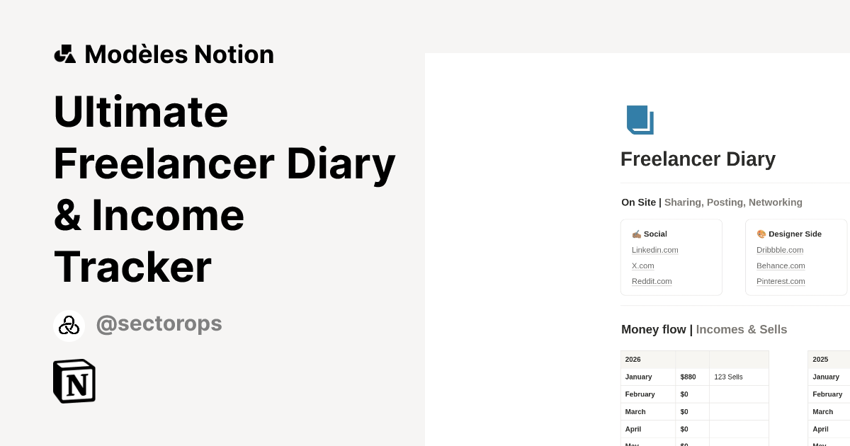Ultimate Freelancer Diary & Income Tracker | Modèle créé par SectorOps ...
