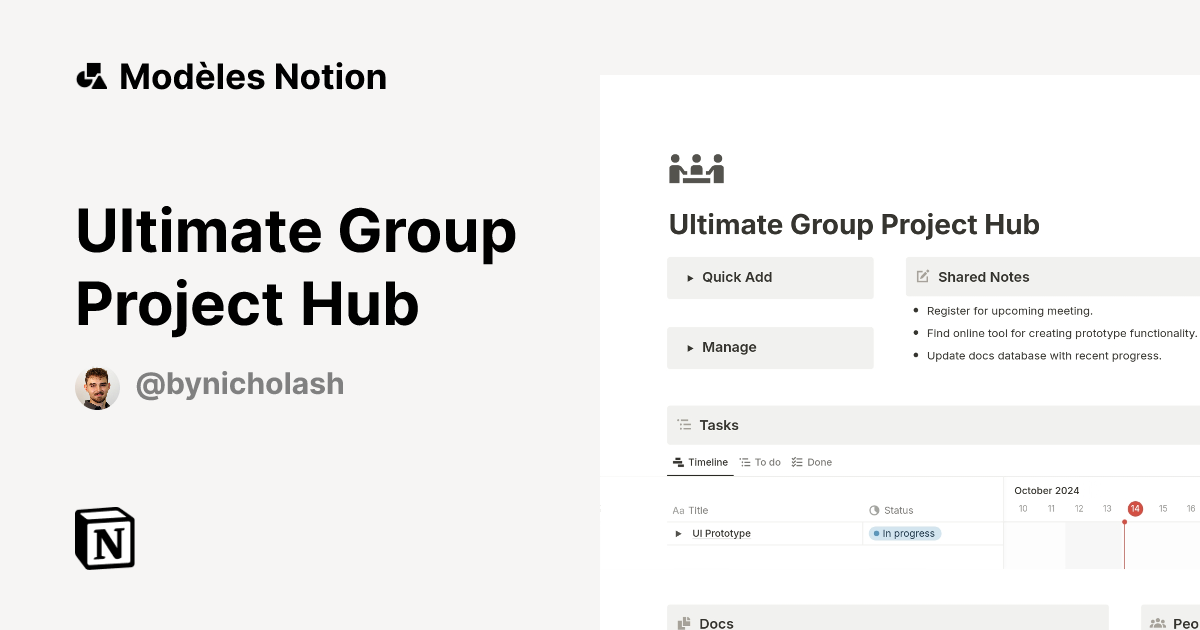 Modèle Ultimate Group Project Hub | Marketplace Notion
