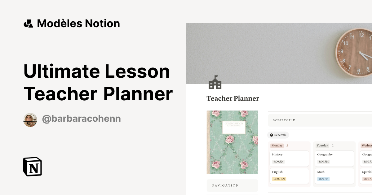 Modèle Ultimate Lesson Teacher Planner | Marketplace Notion