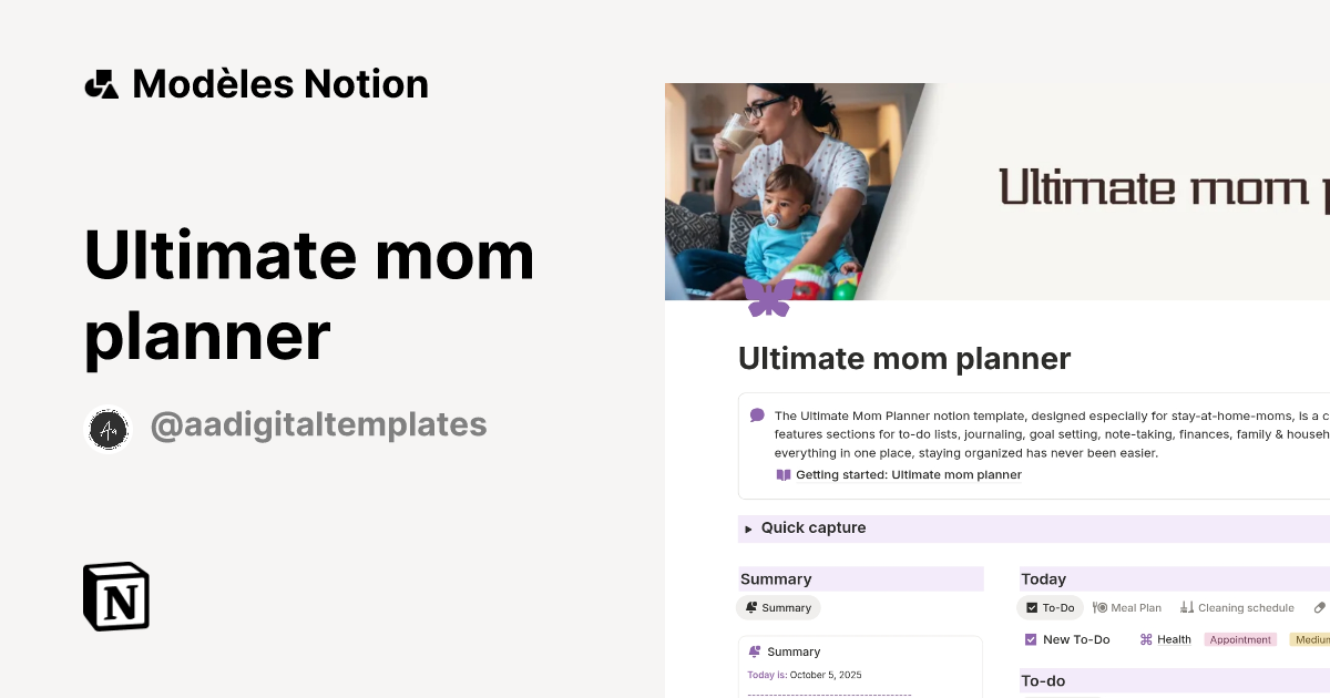 Modèle Ultimate mom planner | Marketplace Notion
