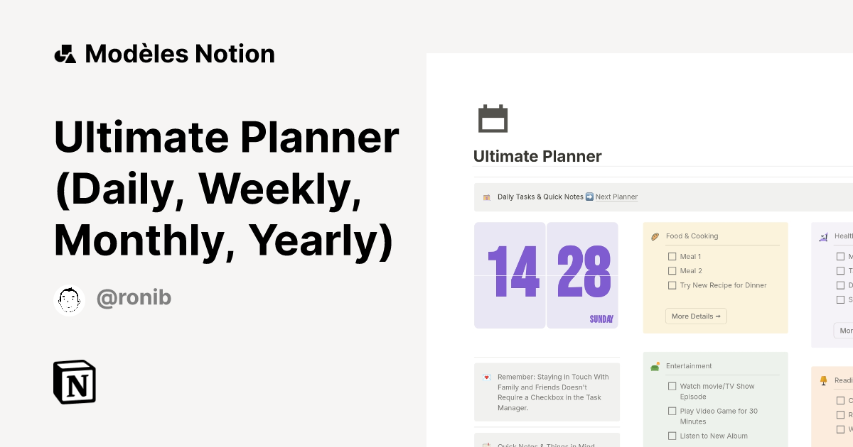 Ultimate Planner (Daily, Weekly, Monthly, Yearly) | Modèle créé par ...