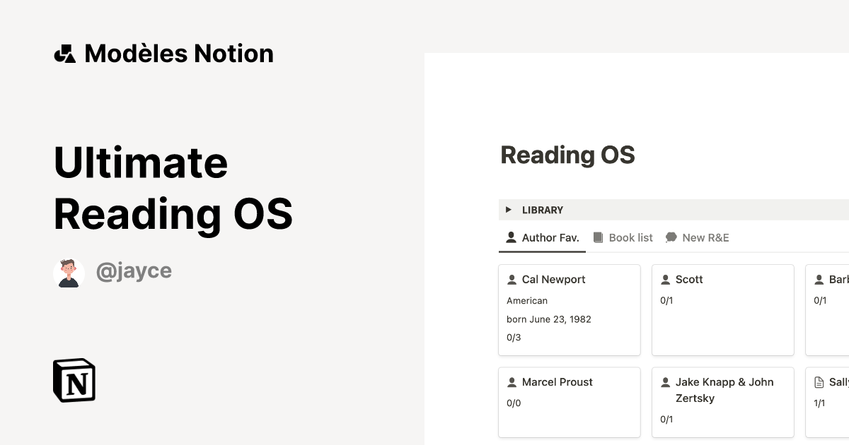 Ultimate Reading OS | Modèle créé par Jayce | Marketplace Notion