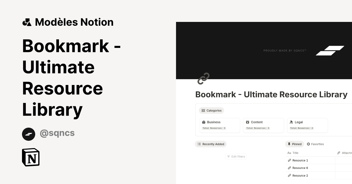 Ultimate Resource Library | Modèle créé par Jay Luciano | Marketplace Notion