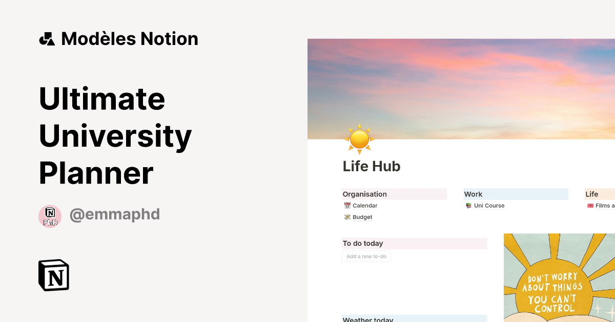 Modèle Ultimate University Planner | Marketplace Notion