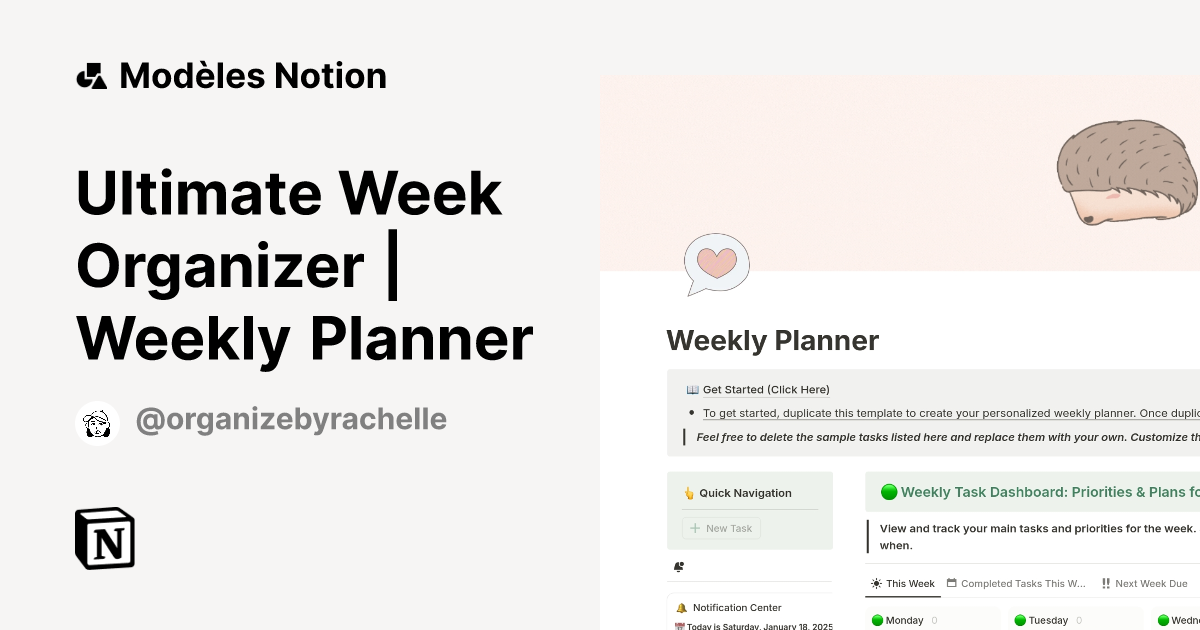 Ultimate Week Organizer | Weekly Planner | Modèle créé par Rachelle ...