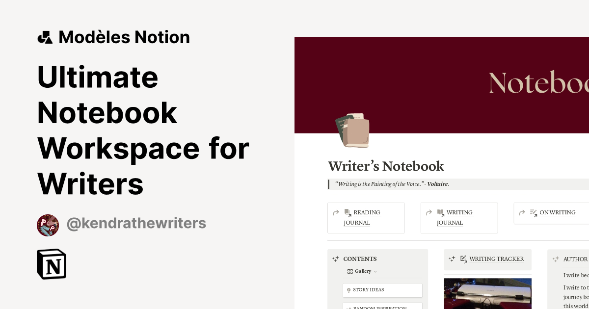 Modèle Ultimate Notebook Workspace for Writers | Marketplace Notion