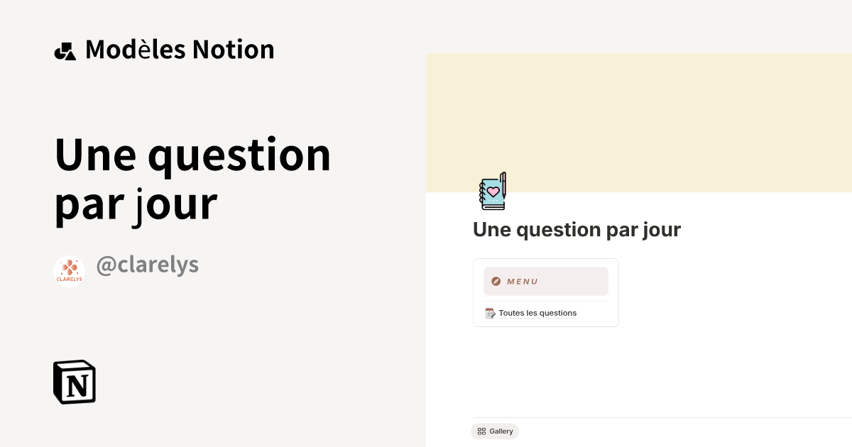 Modèle Une question par jour | Marketplace Notion
