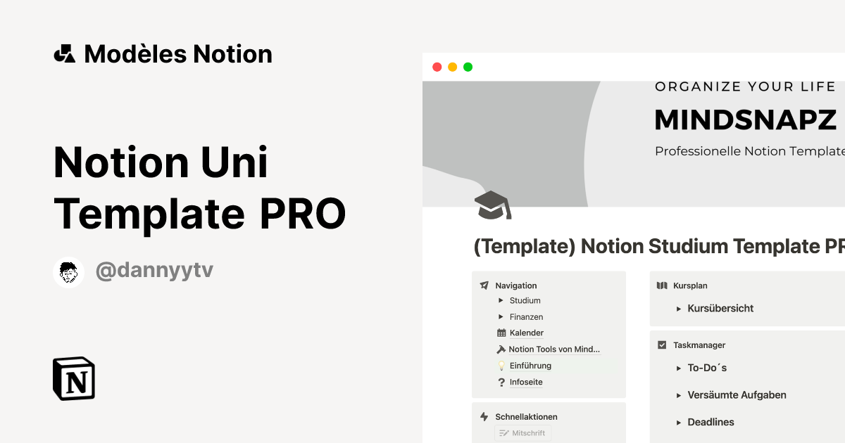 Notion Uni Template PRO | Modèle créé par DannyyTv von MindSnapz.de ...