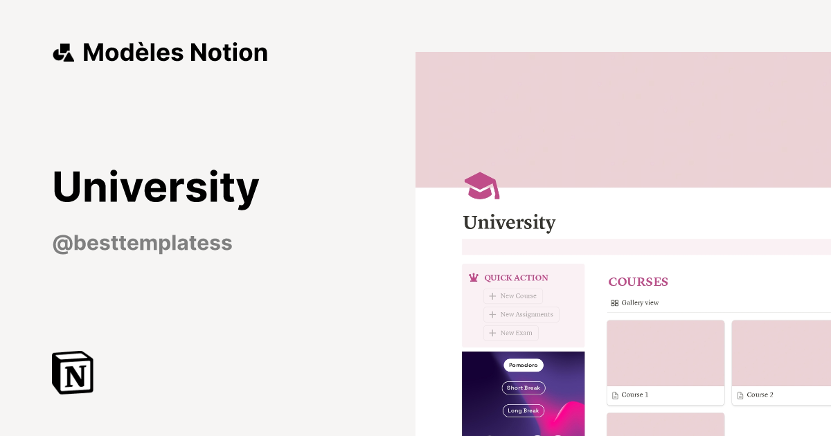 University | Modèle créé par Roaa's Templates | Marketplace Notion