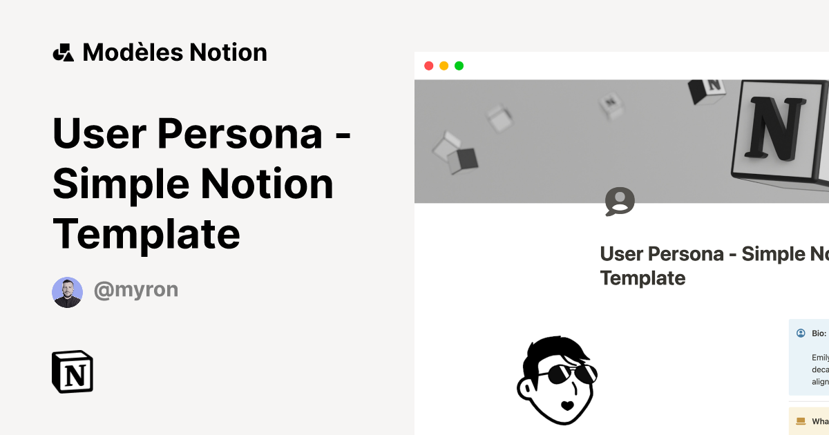 Modèle User Persona - Simple Notion Template | Marketplace Notion
