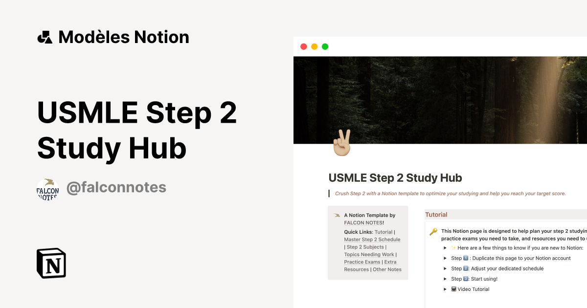 Modèle USMLE Step 2 Study Hub | Marketplace Notion