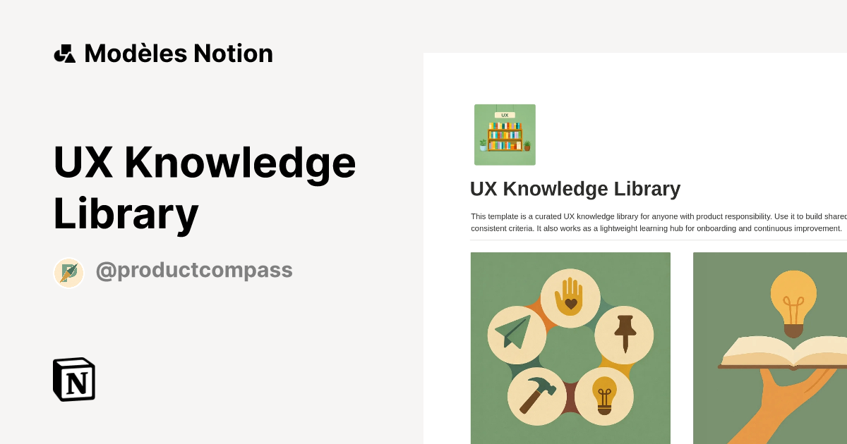 Modèle UX Knowledge Library | Marketplace Notion
