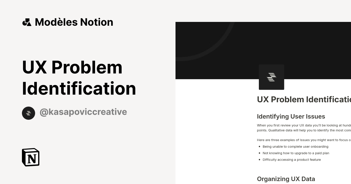 UX Problem Identification | Modèle créé par Kasapovic Creative ...
