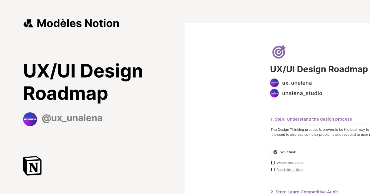 Modèle UX/UI Design Roadmap | Marketplace Notion