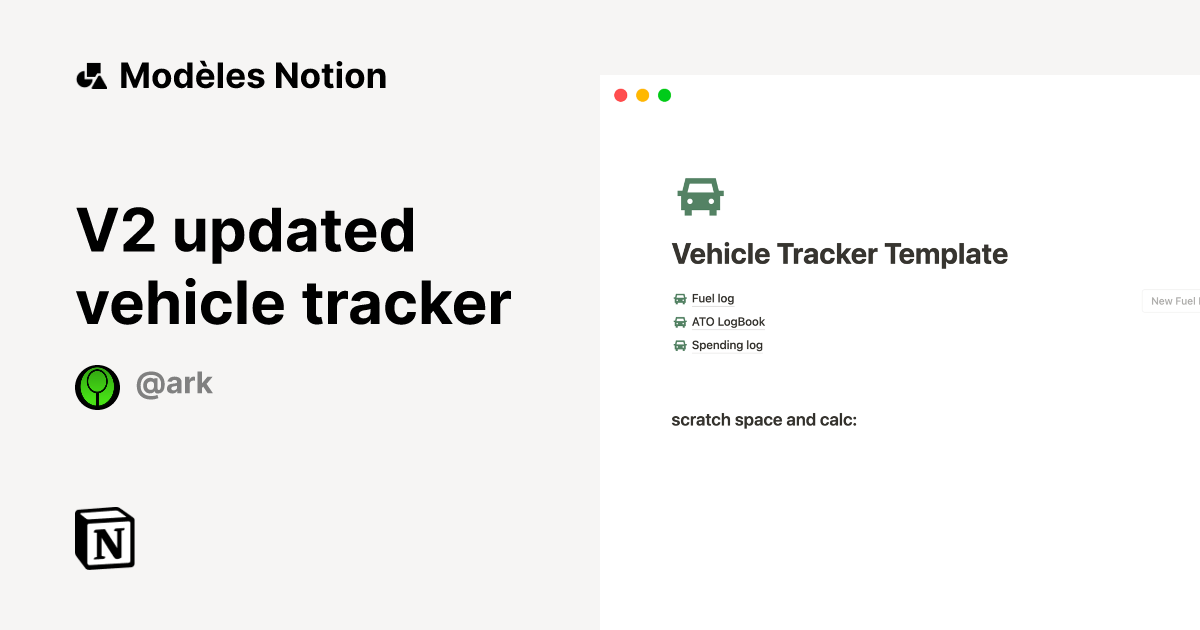 V2 updated vehicle tracker | Modèle créé par Arkonis | Marketplace Notion