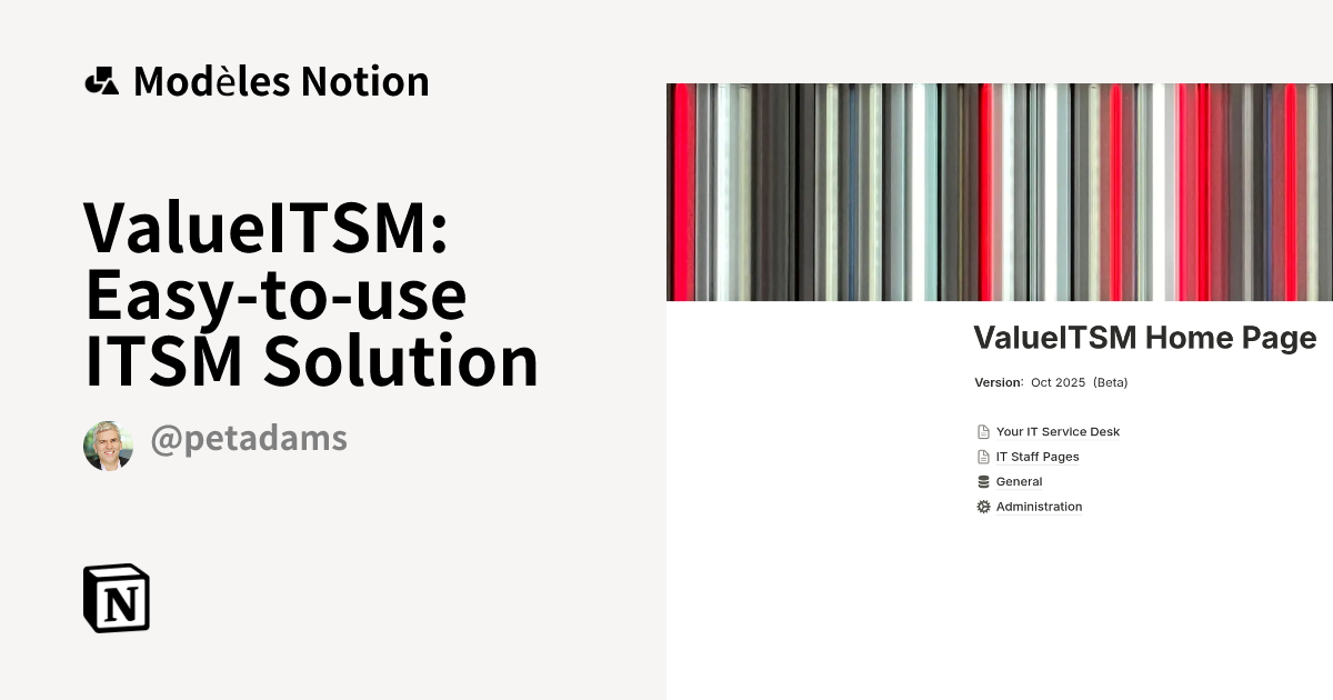 ValueITSM: Easy-to-use ITSM Solution | Modèle créé par ValueITSM ...
