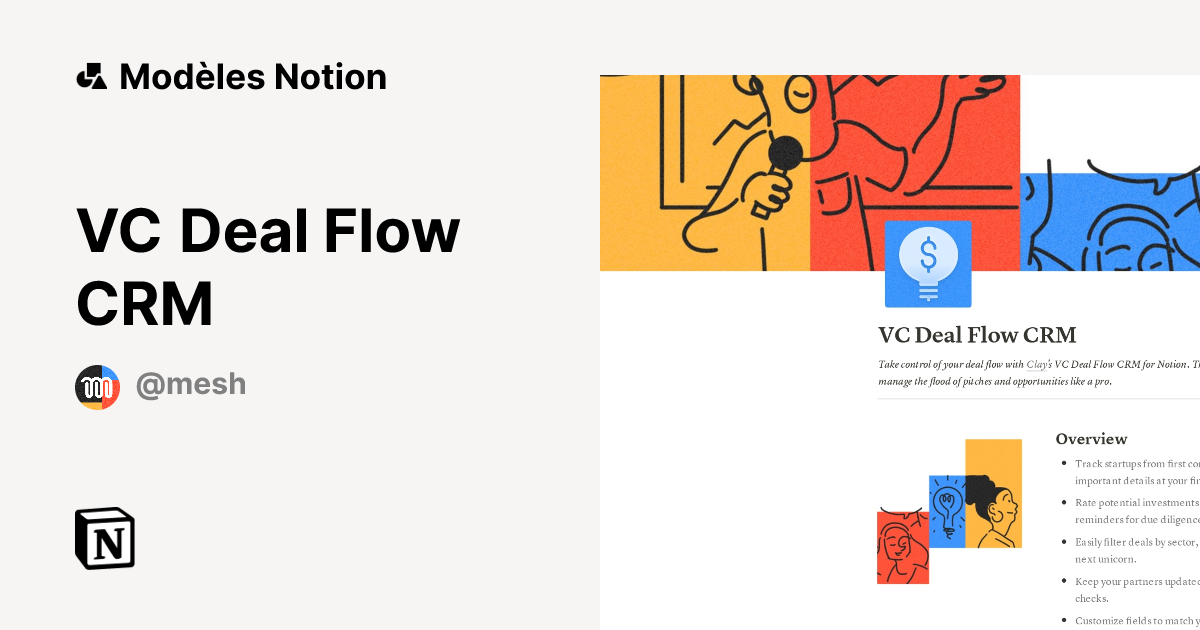 Modèle VC Deal Flow CRM | Marketplace Notion