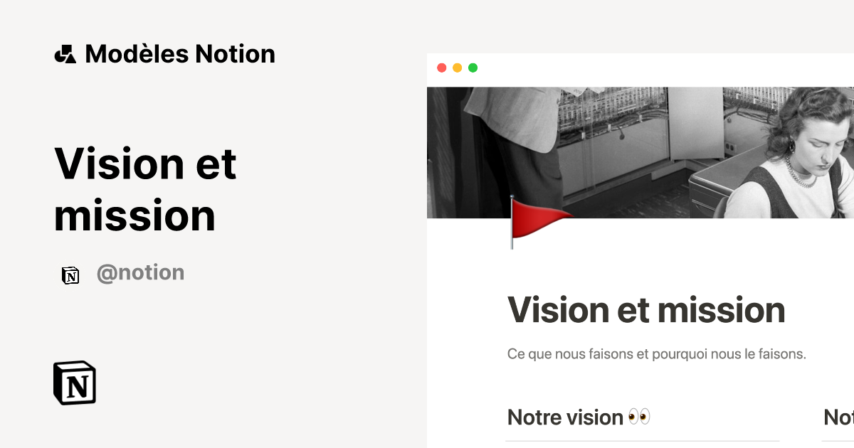 Vision et mission | Modèle créé par Notion | Marketplace Notion