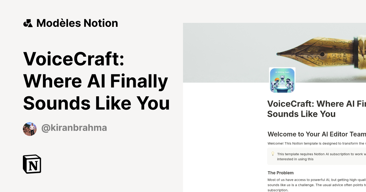 Modèle VoiceCraft: Where AI Finally Sounds Like You | Marketplace Notion
